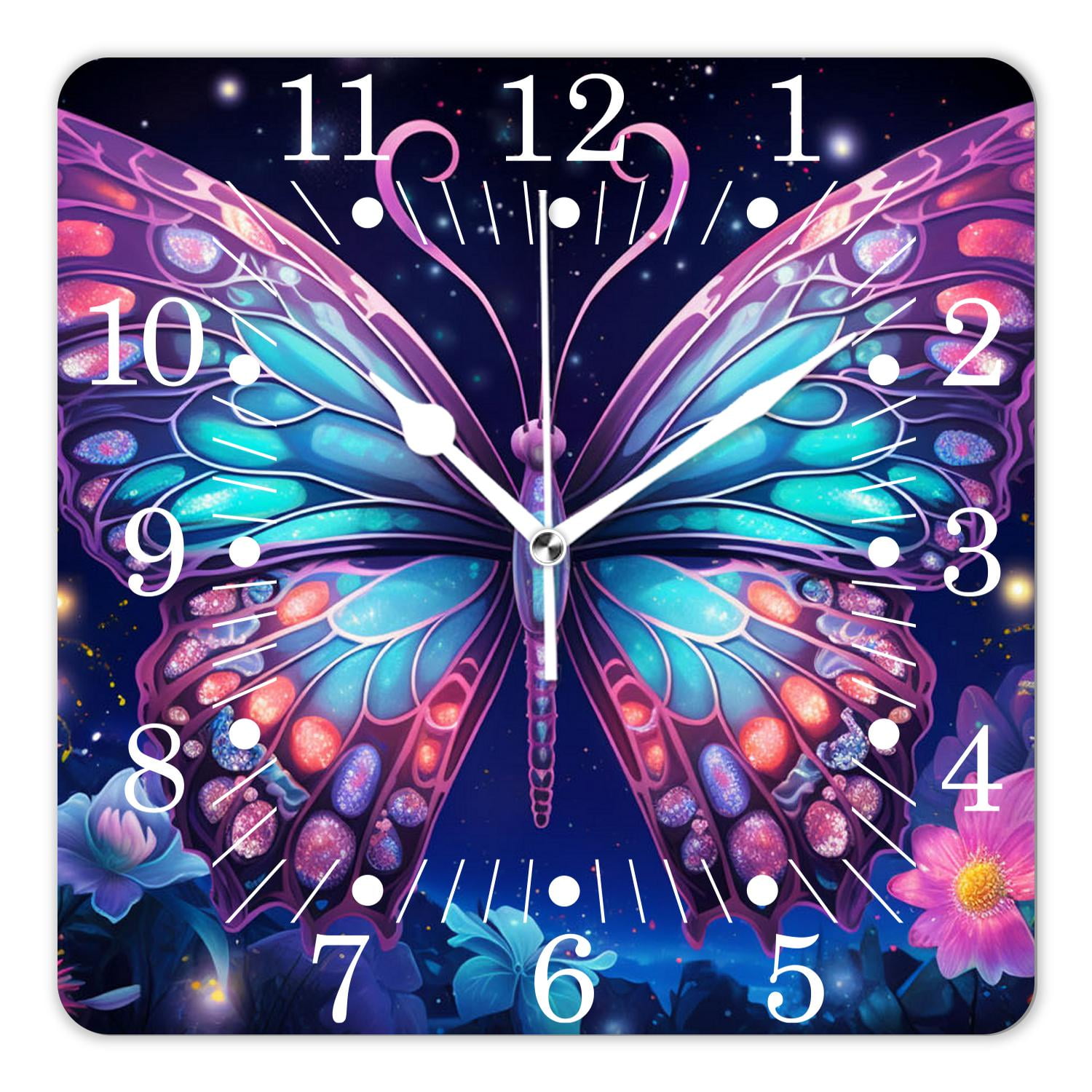 16 Inch Wall Clock Battery Operated Square Clock for Office, Kitchen ...