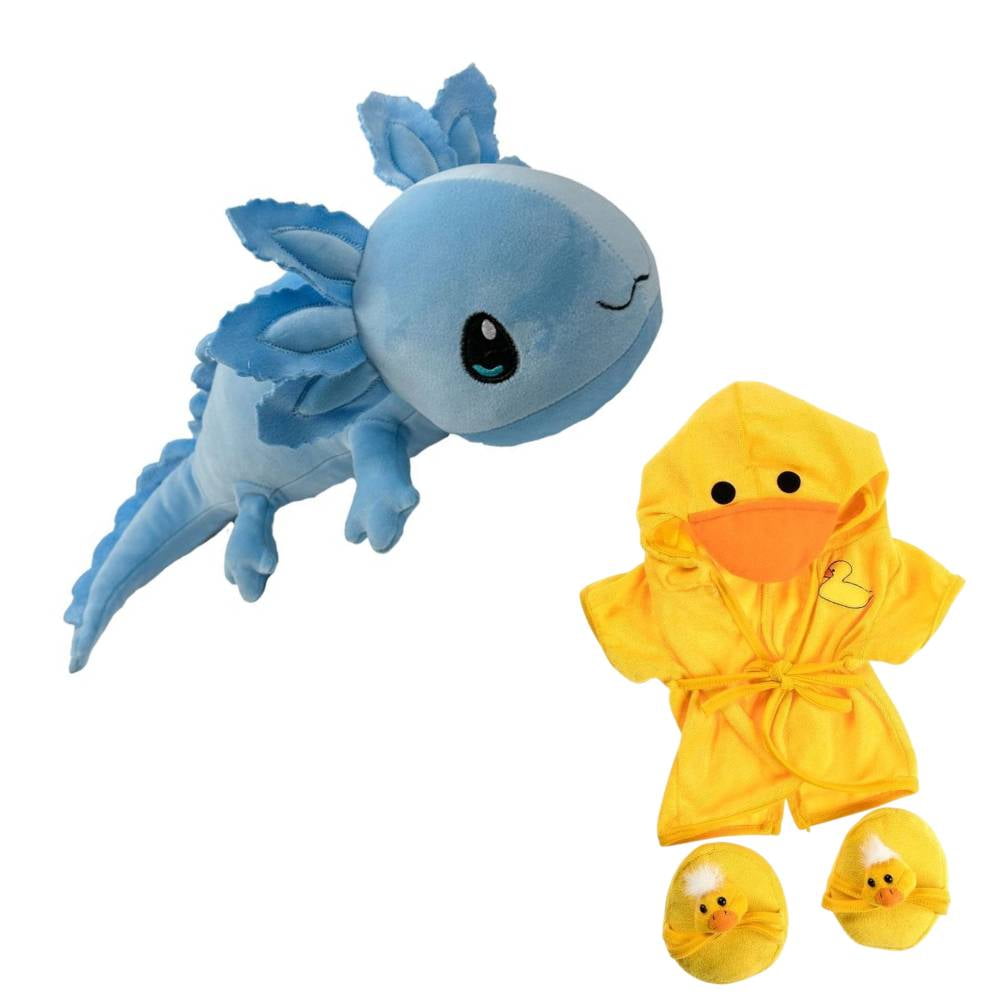 16 Inch Xochitl the Axolotl with Duck Robe & Slippers Soft Plush Toy ...