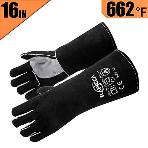 16 Inches,662℉,Leather Forge/Mig/Stick Welding Gloves Heat/Fire ...
