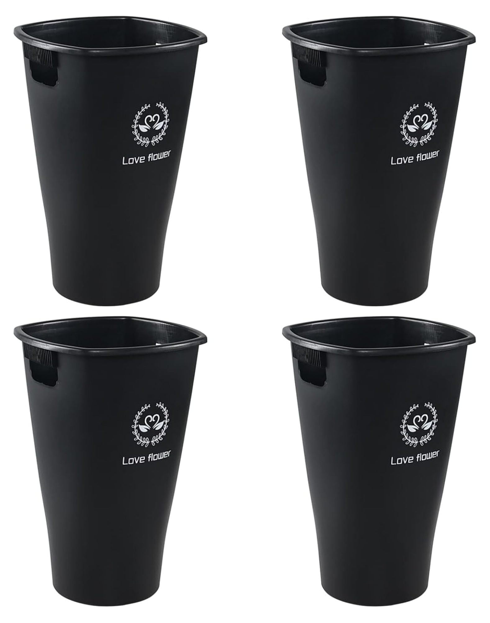 16 Inches Black Plastic Flower Bucket, 4 Pack Thin Floral Buckets ...