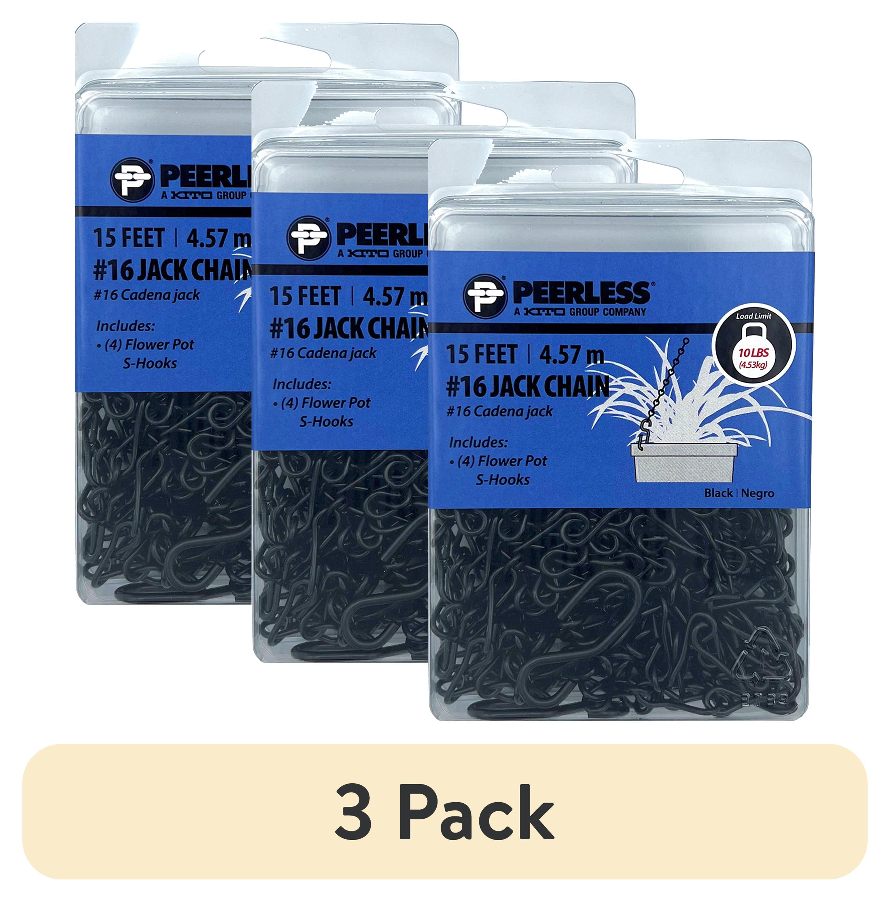 (3 pack) #16 Jack Chain Kit, Black, 15', 4 S-Hooks, Peerless Chain ...