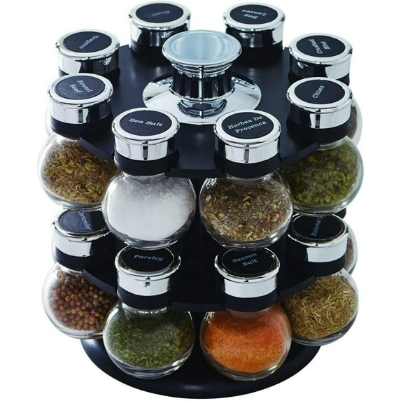 16 Jar Ellington Revolving Countertop Spice Rack with Lift & Pour Caps ...