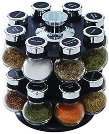 16 Jar Ellington Revolving Countertop Spice Rack with Lift & Pour Caps ...