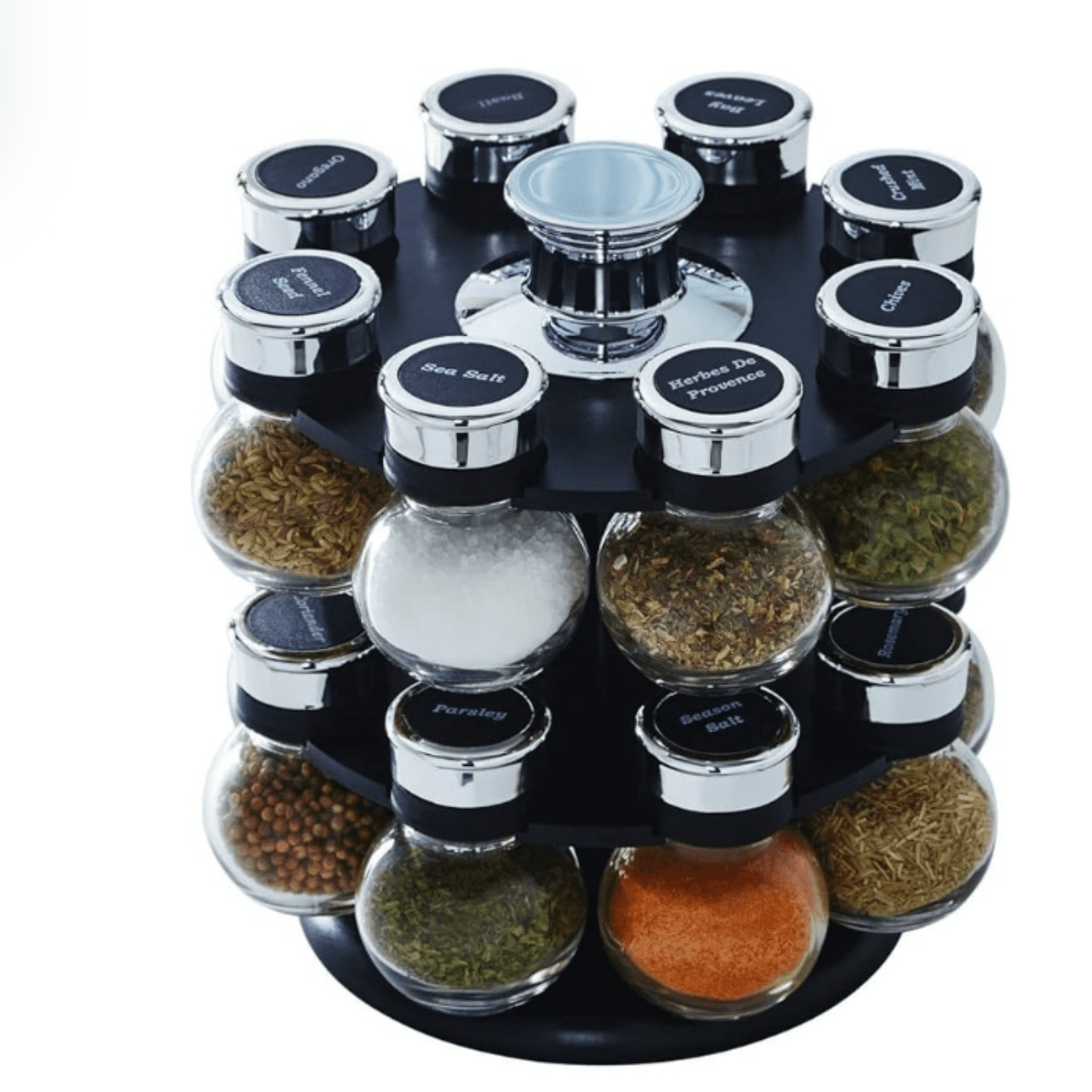 16 Jar Ellington Revolving Countertop Spice Rack with Lift & Pour Caps ...
