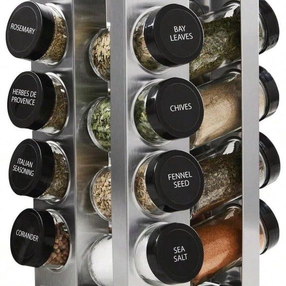 16-Jar Revolving Spice Rack Organizer With Spices Included & 5-Year ...