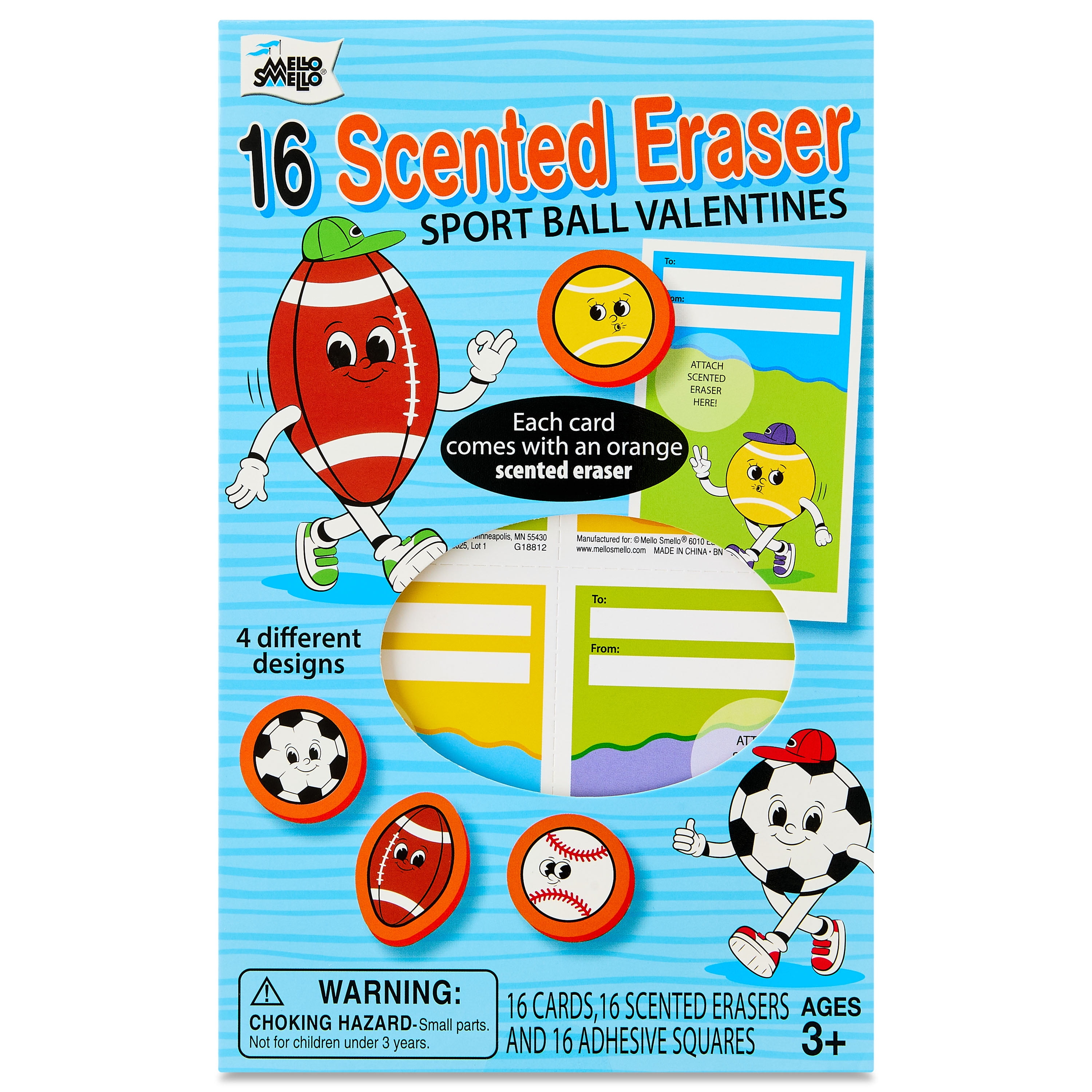 Scented Sports Eraser, 16 Classroom Valentine Exchange Cards - Walmart.com