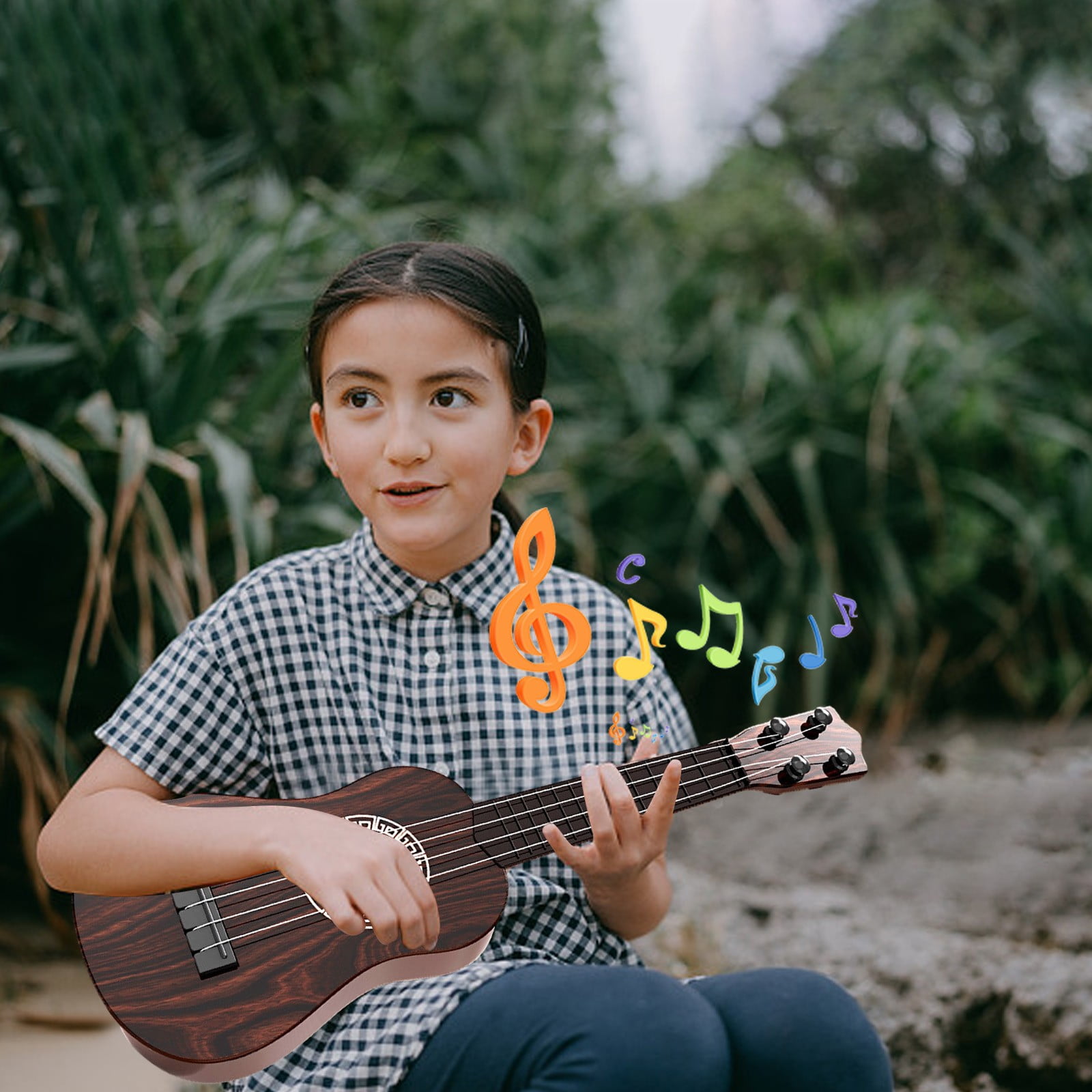 16\ Kids Beginner Ukulele Soprano Size with Nylon Strings, Easy to ...