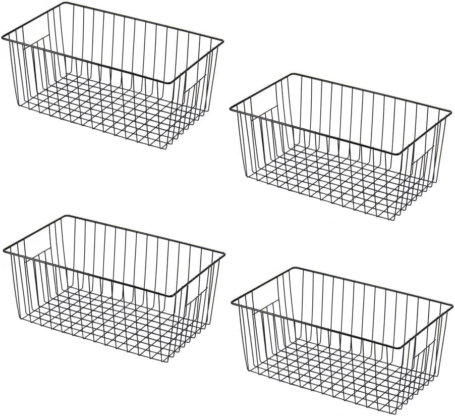 16" L X 12" W Wider Freezer Storage Organizer Baskets Container, Deep ...