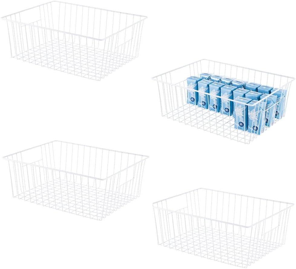 16" L X 12" W Wider Freezer Storage Organizer Baskets Container Deep ...
