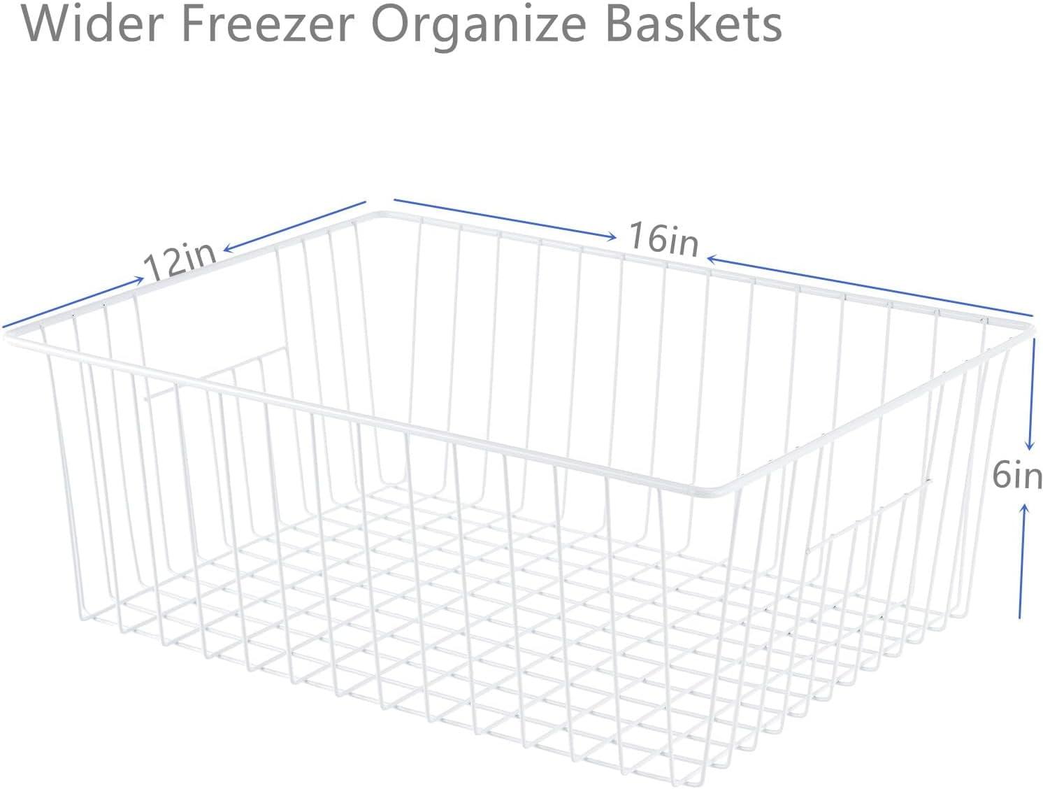 16" L x 12" Freezer Storage Baskets with Handles, Deep Metal Wire ...