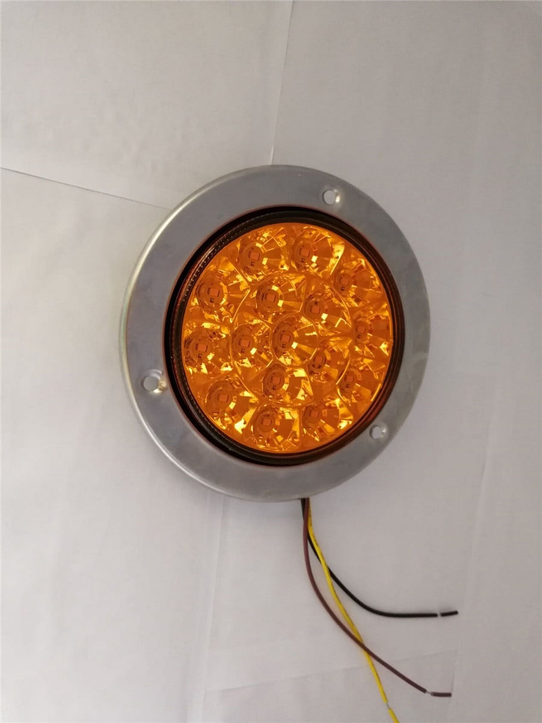 16-LED 12V 24V Round Clear Lens Amber Tail Lights Back-up Reverse Lamps ...