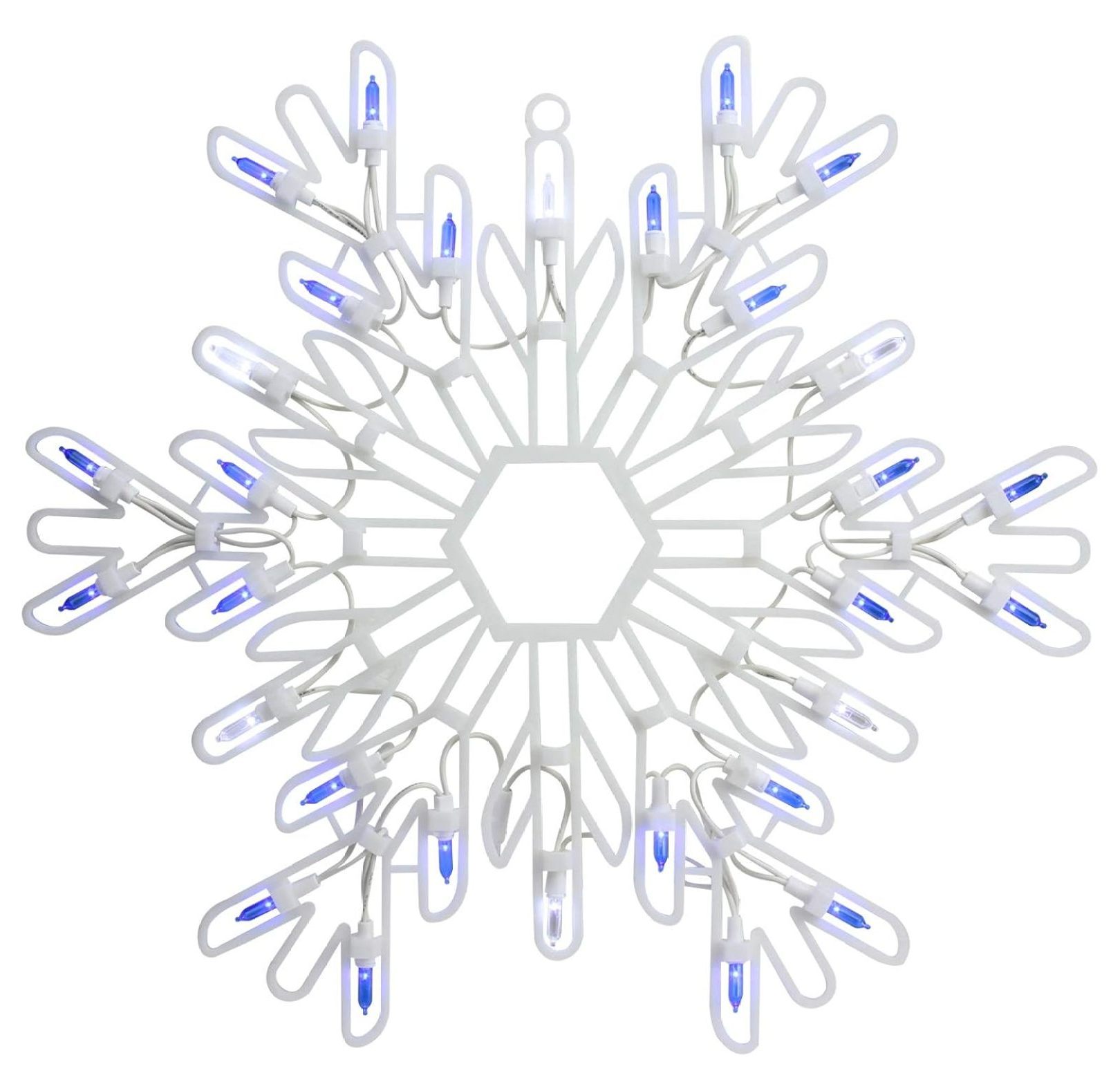 16" LED Lighted Pure White and Blue Snowflake Christmas Window ...