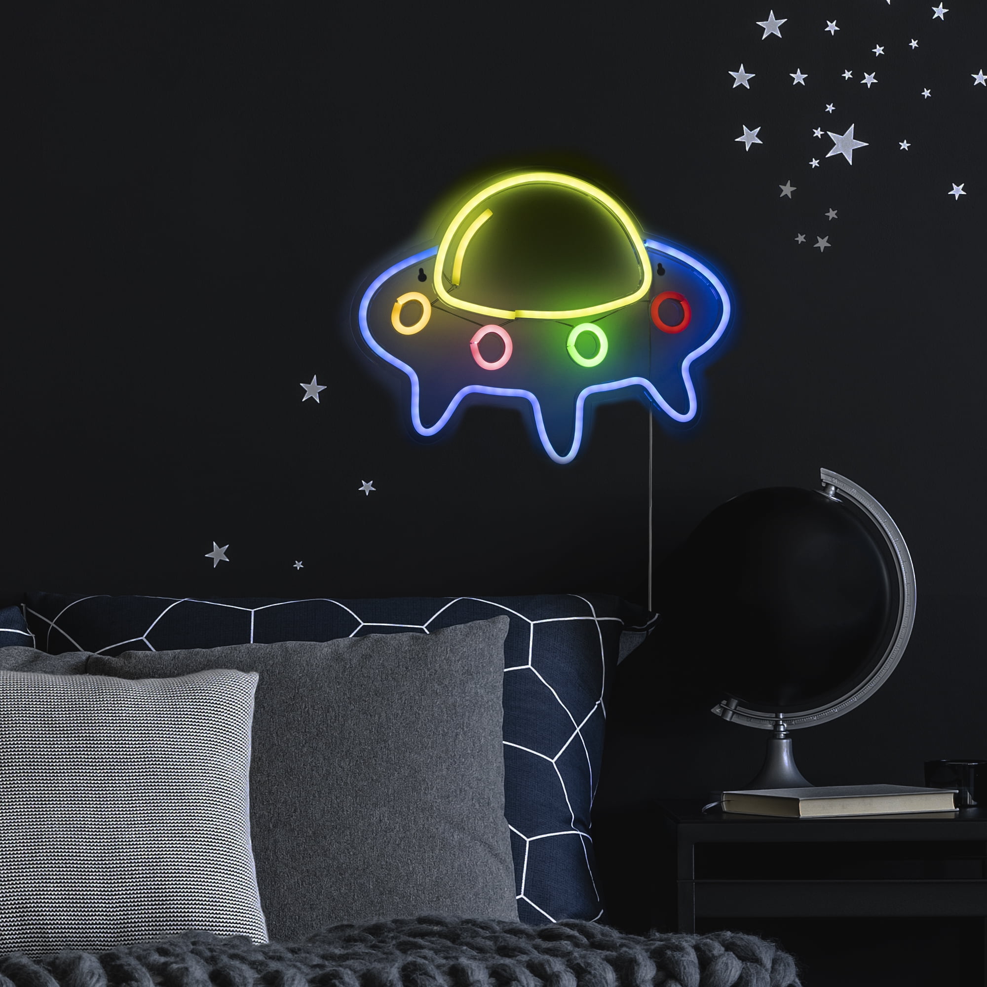 16" LED Neon Style Spaceship Wall Sign - Walmart.com
