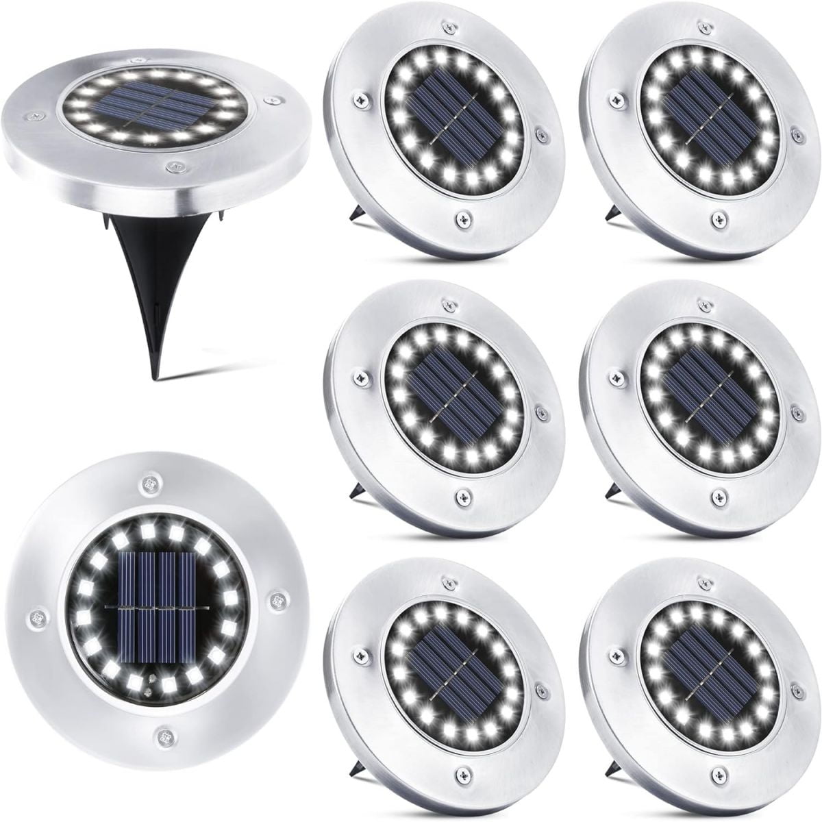 16 LED outdoor solar light, 8-piece solar spotlight embedded garden ...