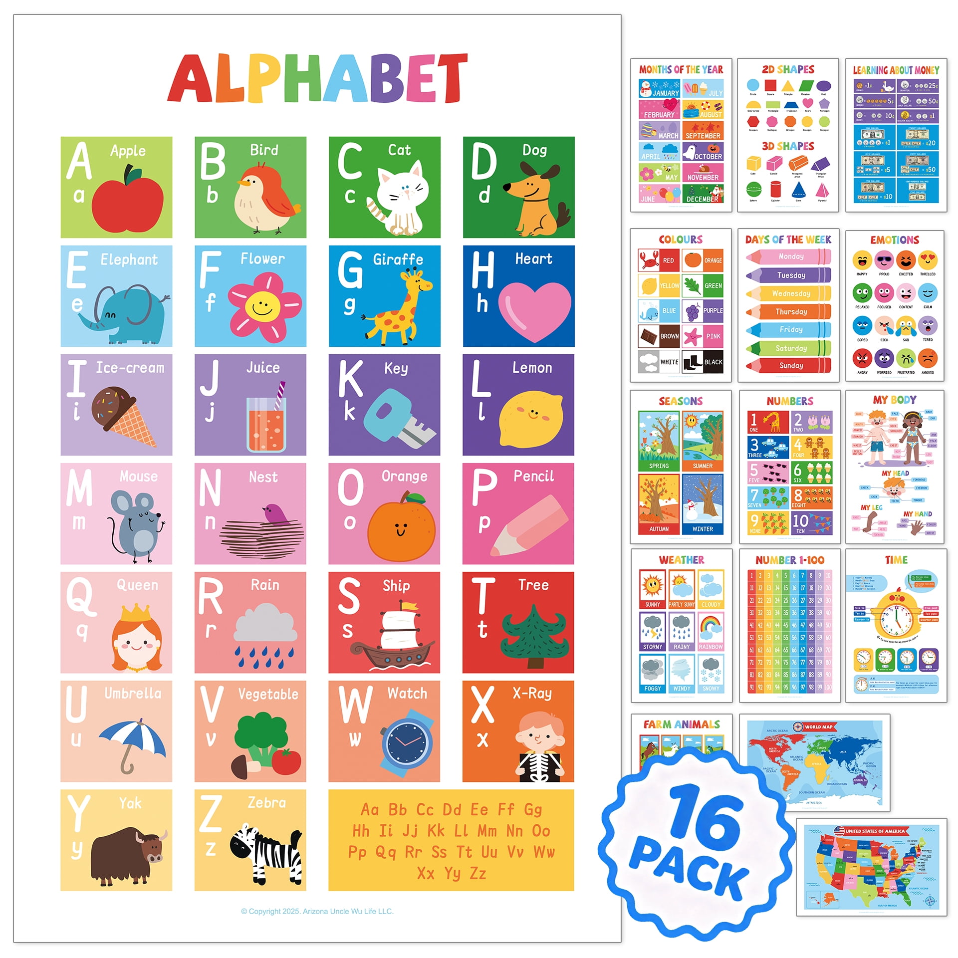 16 Laminated Educational Posters for Toddlers & Kids - Homeschool ...
