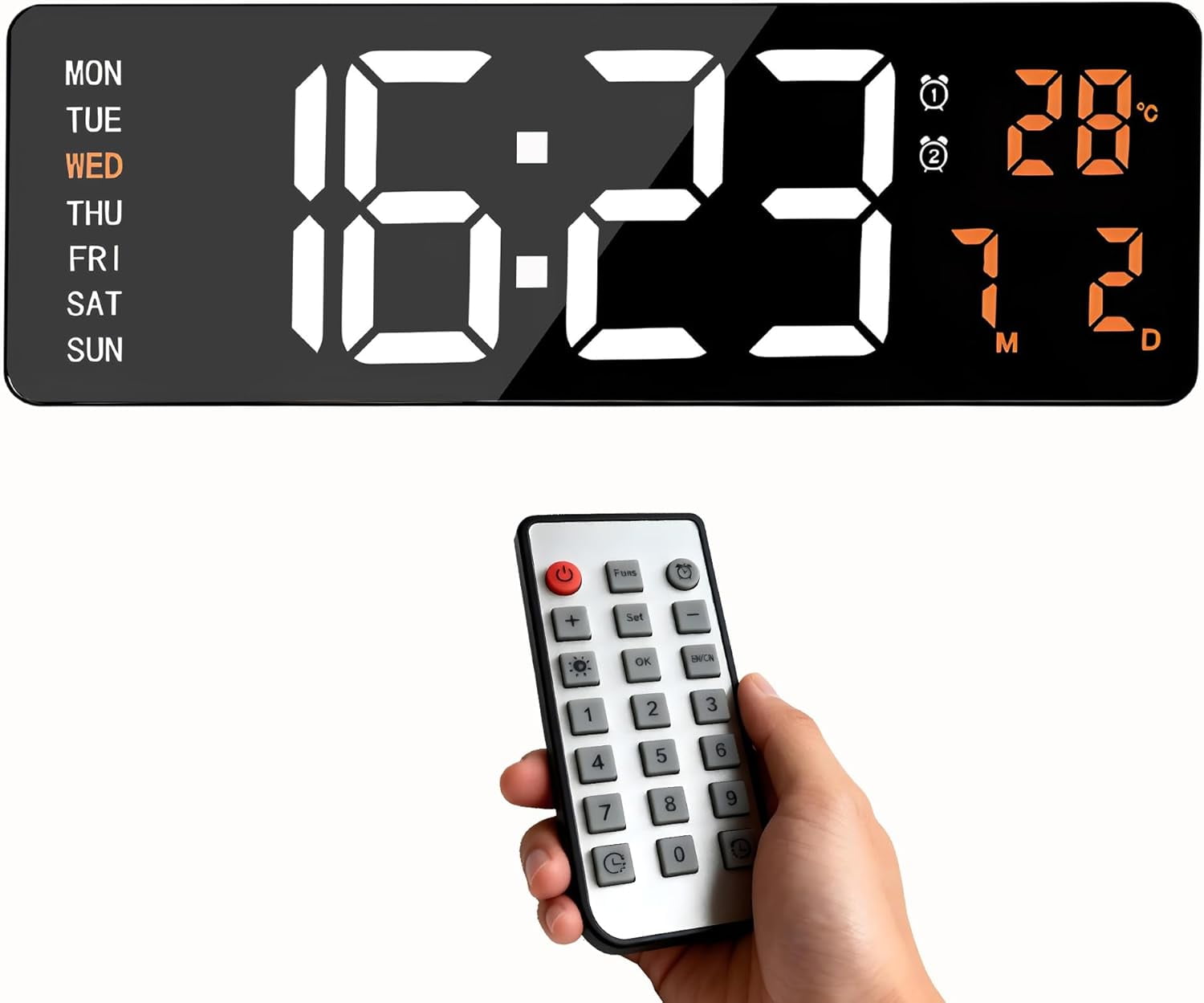 16" Large Digital Wall Clock, Count Down Timer with Remote, Alarm, Big ...