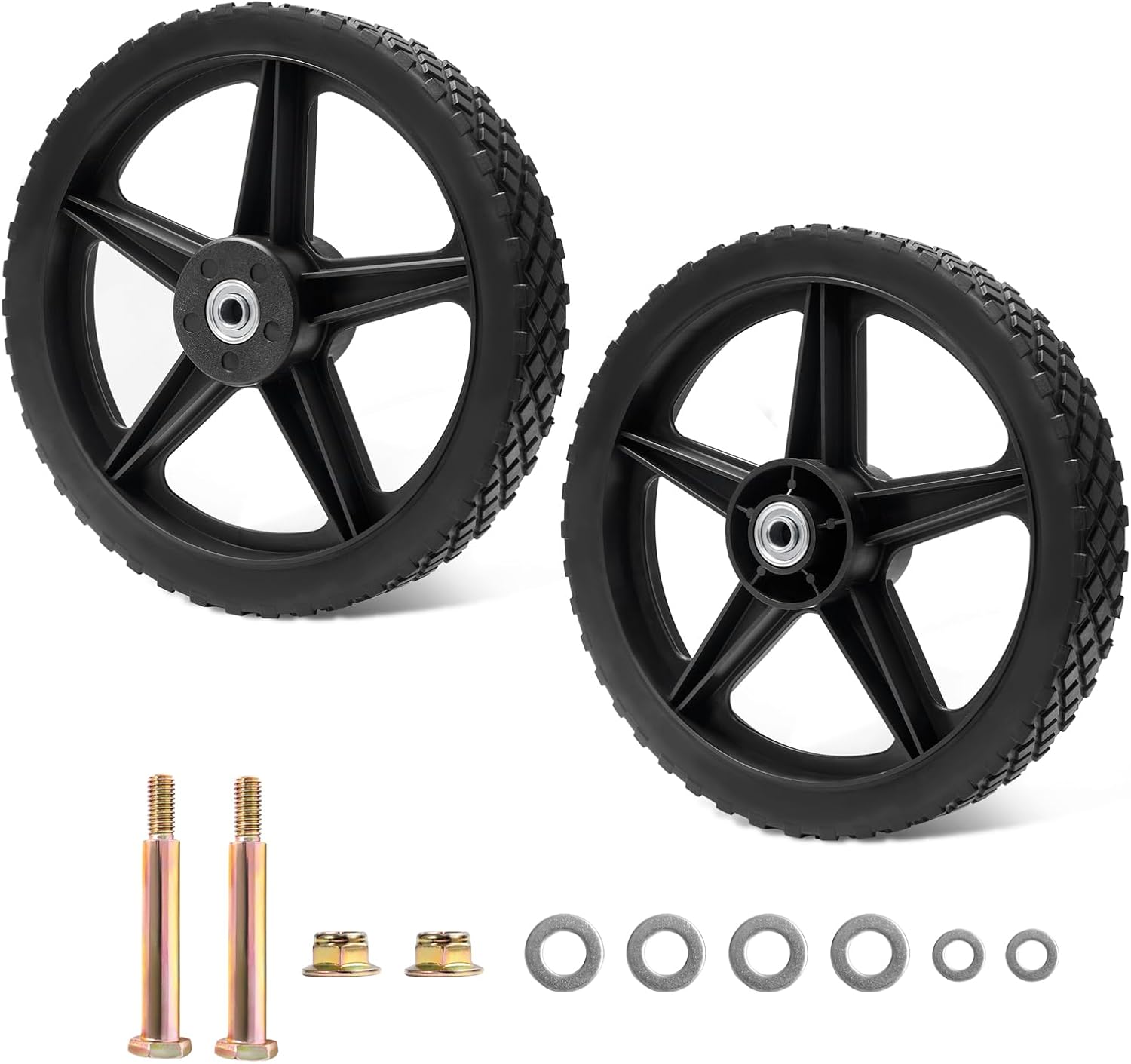 16" Lawn Mower Wheels 16 x 1.75'' Spoked Plastic Wheel and Tire For ...