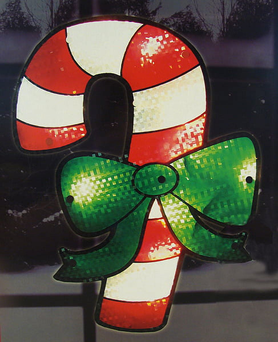 16" Lighted Shimmering Candy Cane Christmas Window Silhouette ...