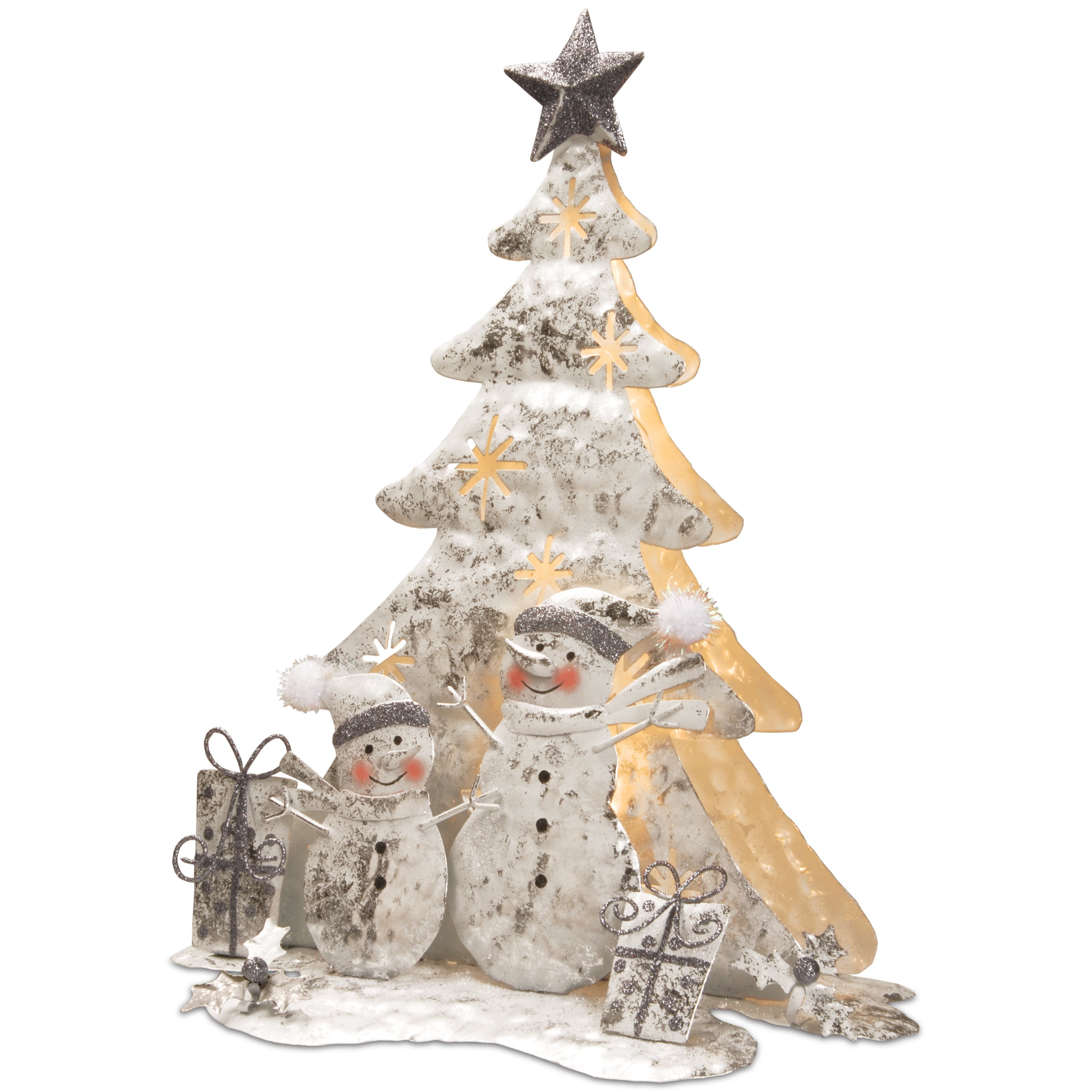 16" Lighted Tree Snowman Scene - Walmart.com
