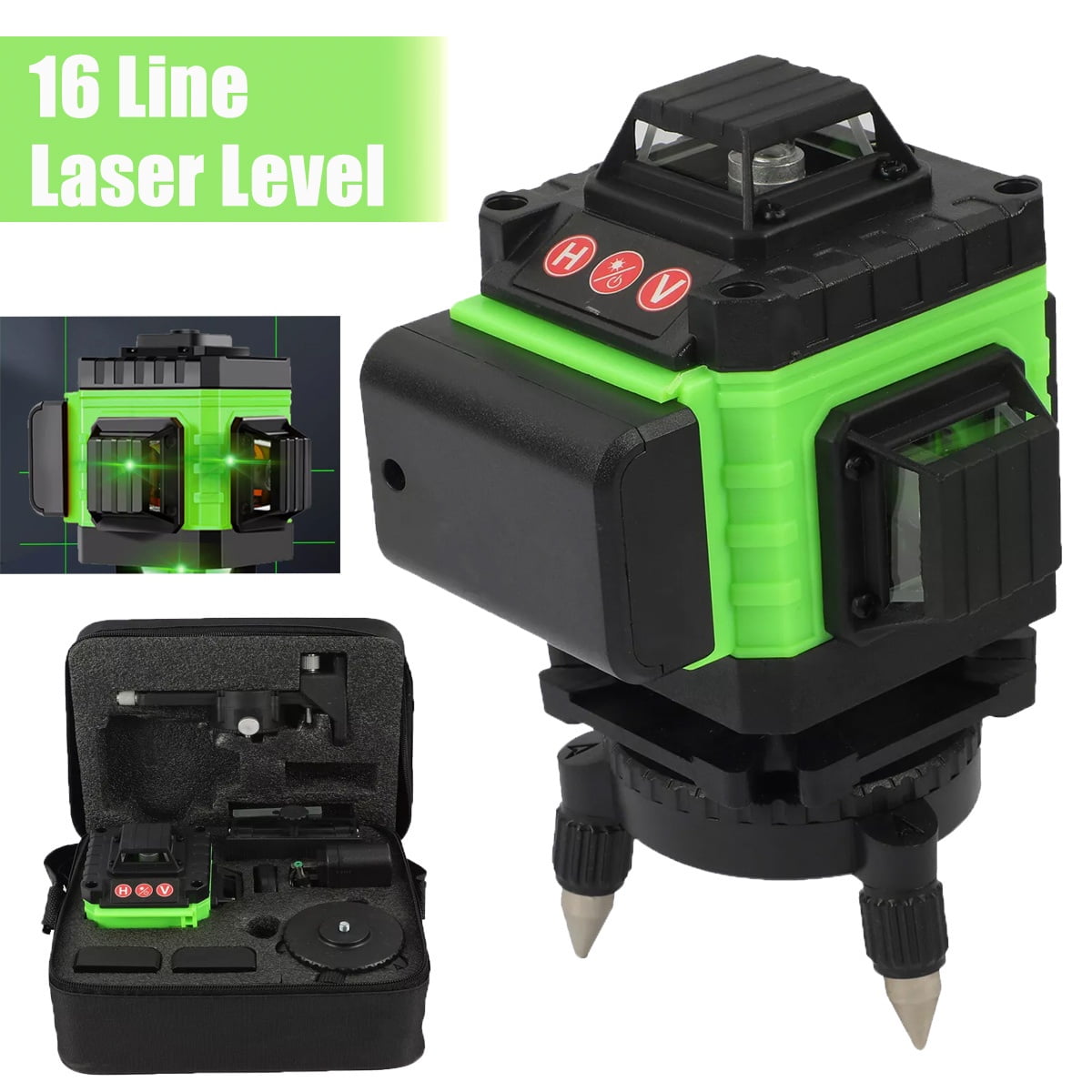 16 Line Laser Level, Green Beam Cross Line Lazer Self Leveling Level ...