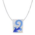16" Long 1mm Box Chain- Lab Created White Opal & Blue CZ Scroll Design ...