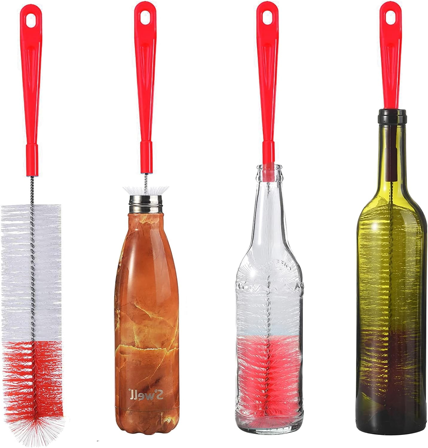 16 inch Extra Long Red Bottle Cleaning Brush Cleaner for Washing Narrow ...