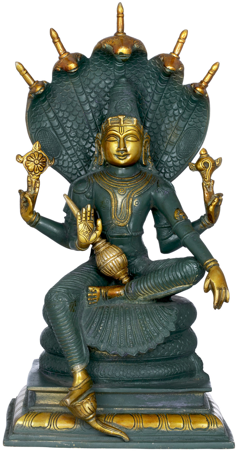 16" Lord Vishnu Seated on Sheshanaga In Brass | Handmade | Made In ...