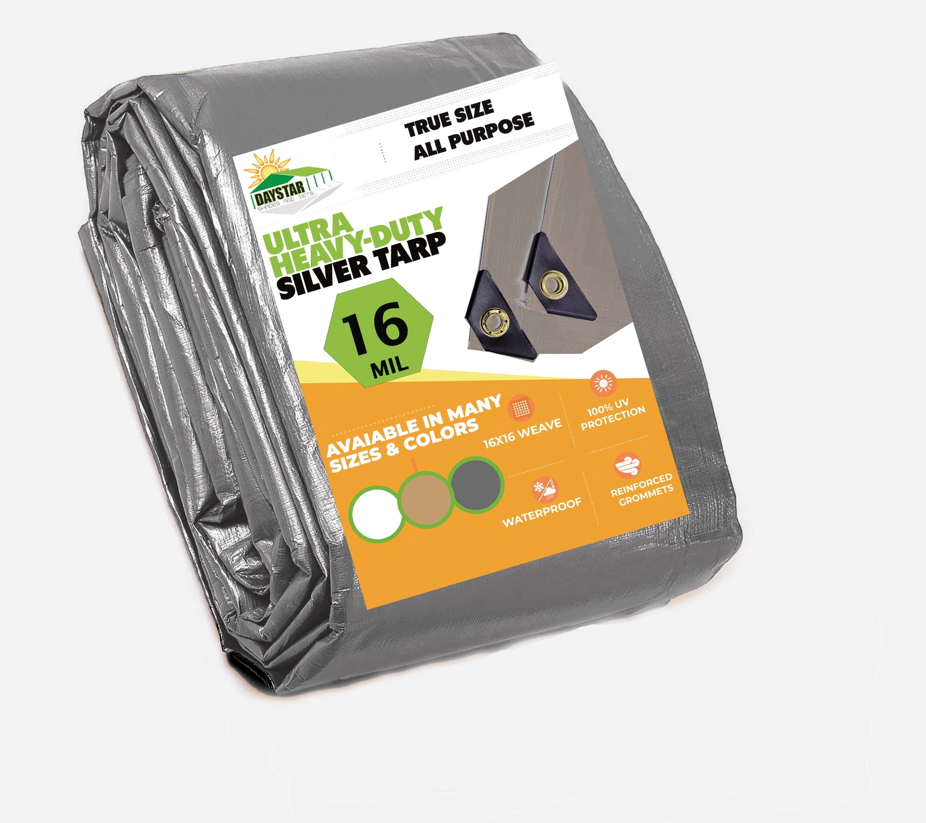 16 MIL Thick Ultra Heavy Duty Silver Tarp 12'x20' (True Size) 3ply ...