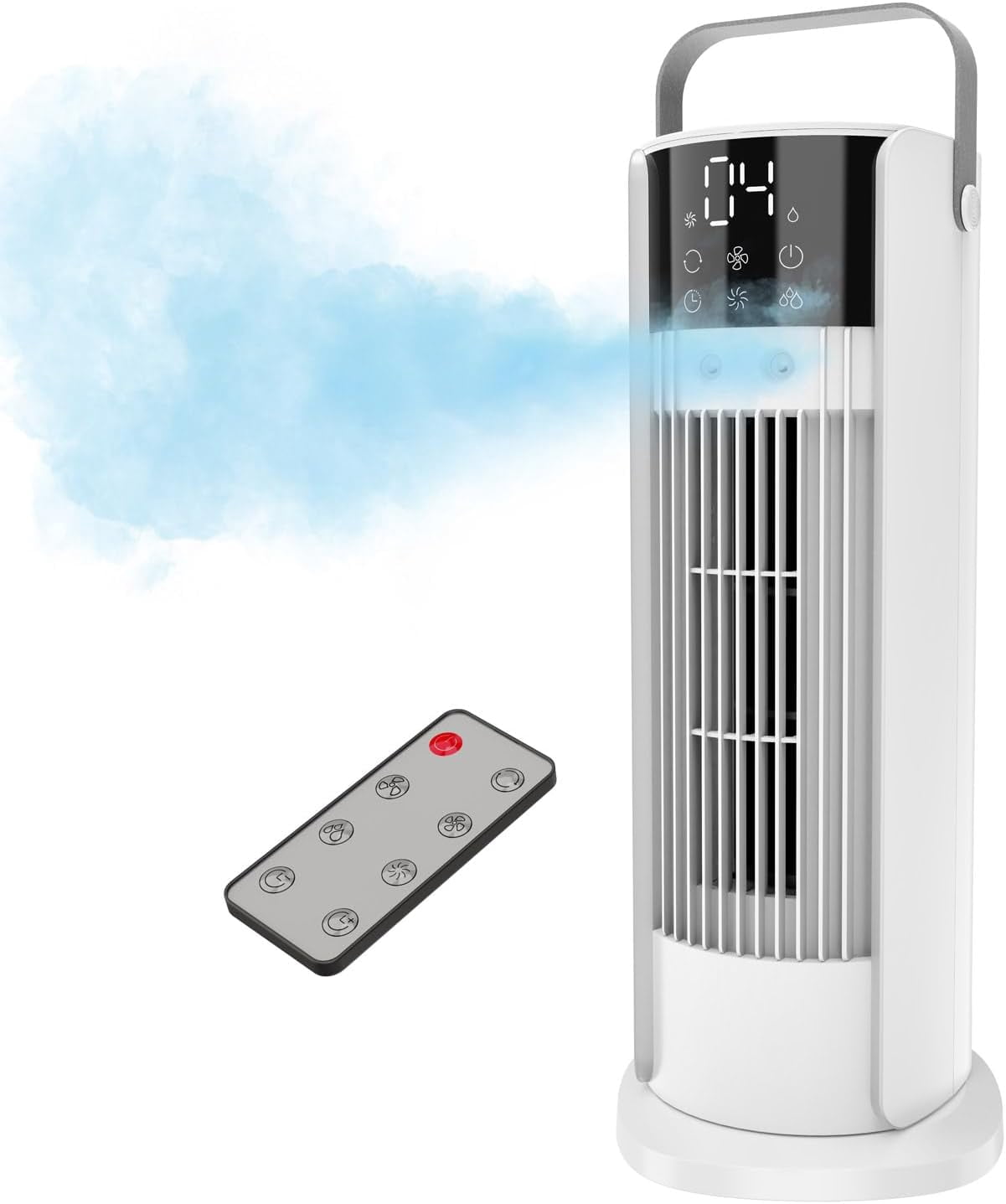 16'' Misting Tower Fan, 700ml Tank, 90° Oscillating, Remote Control, 4 ...