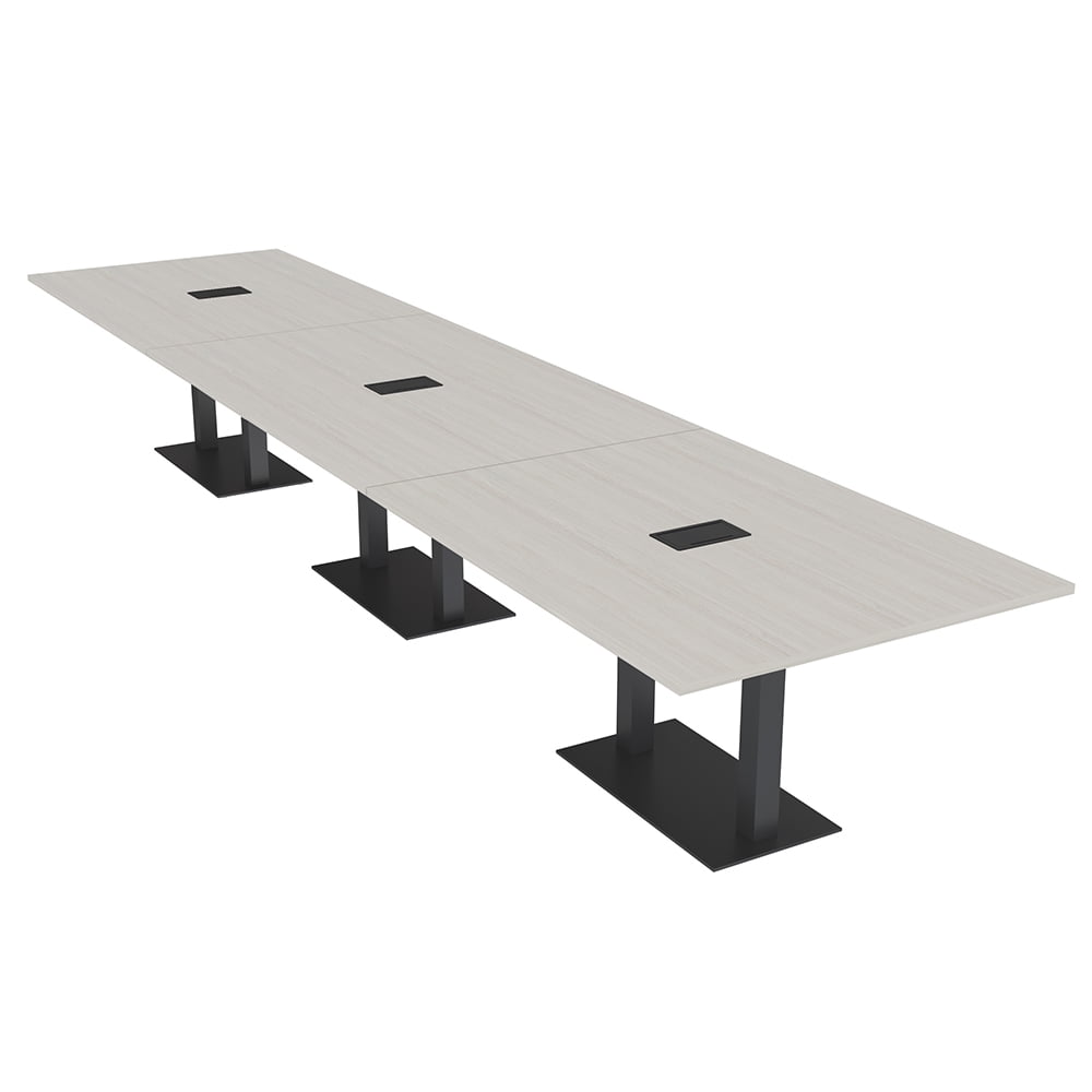 16' Modular Rectangular Conference Table With Black Bases Power Units ...