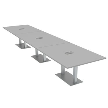 18Ft Arc Rectangle Powered Modular Conference Table Square Metal Bases ...