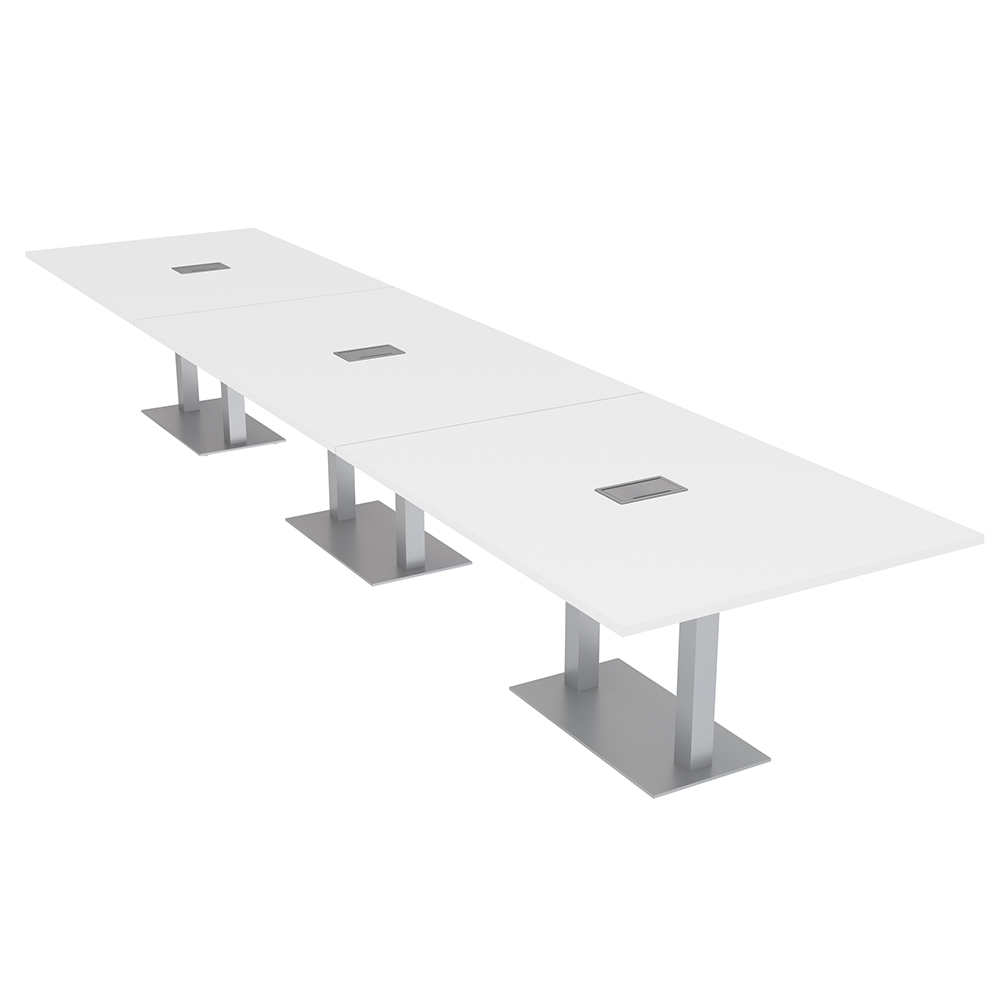 16' Modular Rectangular Conference Table With Metal Bases Power Units ...