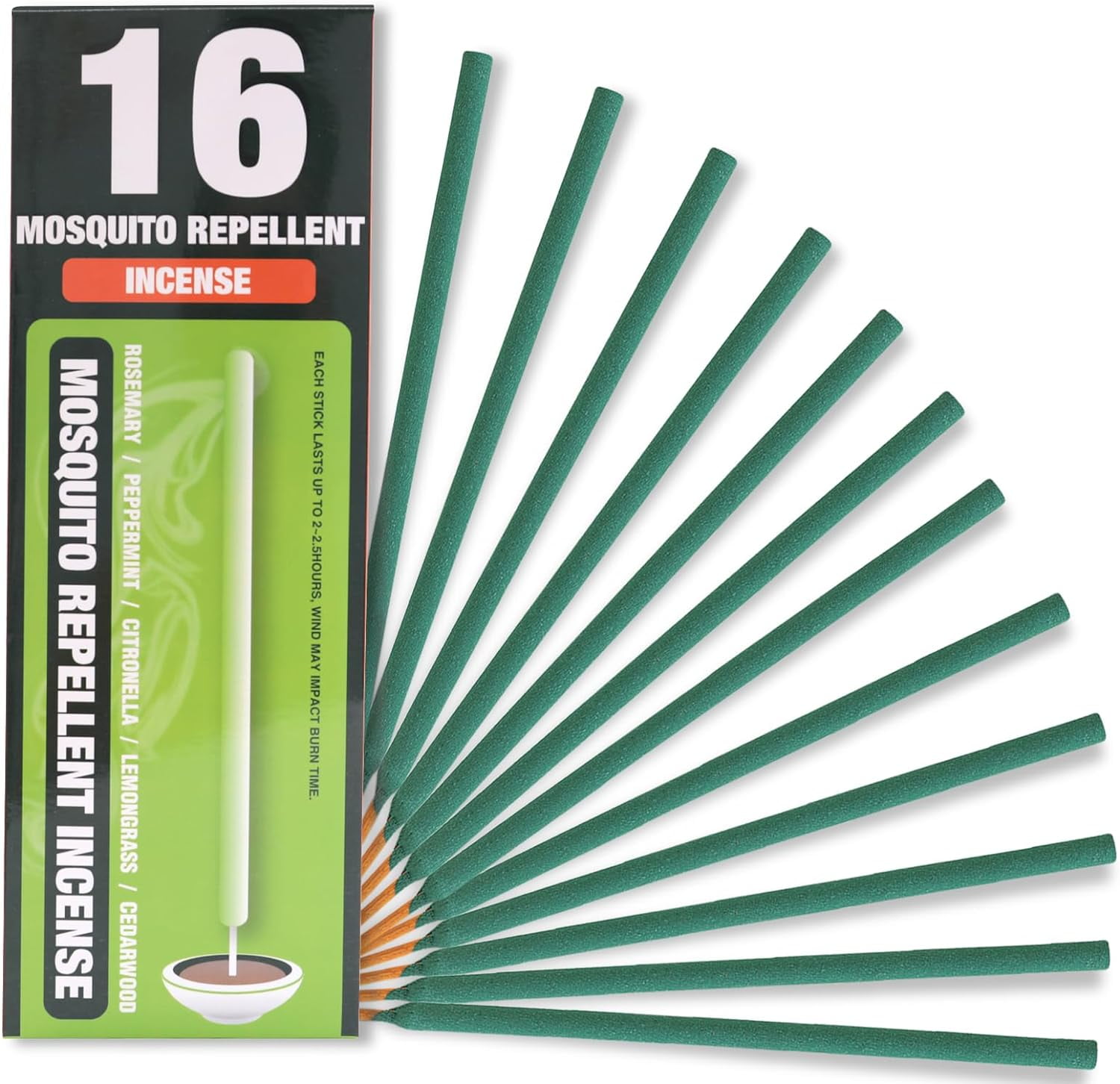 16 Mosquito Repellent Incense Sticks - 2.5 Hour Protection, Plant Based ...