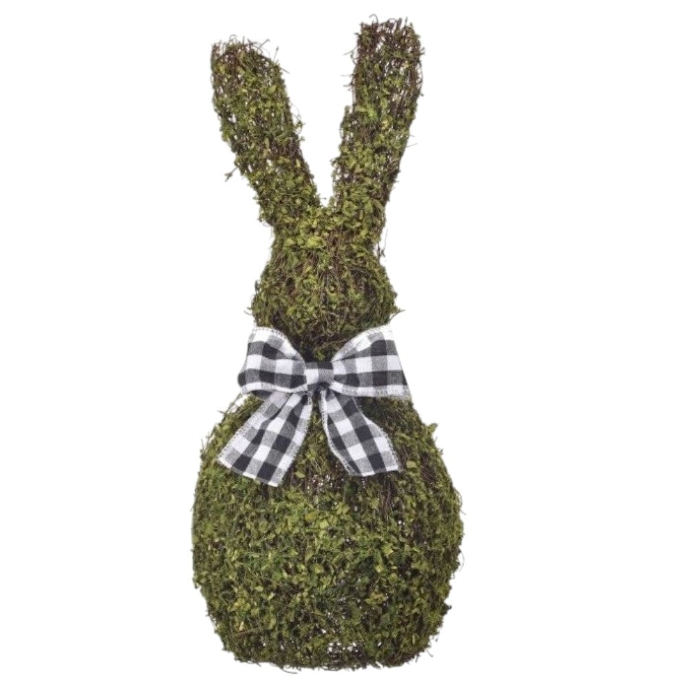 16" Mossed Twig Bunny with Ribbon - Rustic Easter and Spring Decoration ...