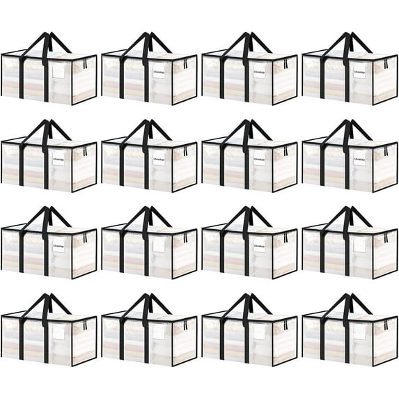 16 Moving Bags, Clear Storage Bins with , Reinforced Handles & Heavy ...