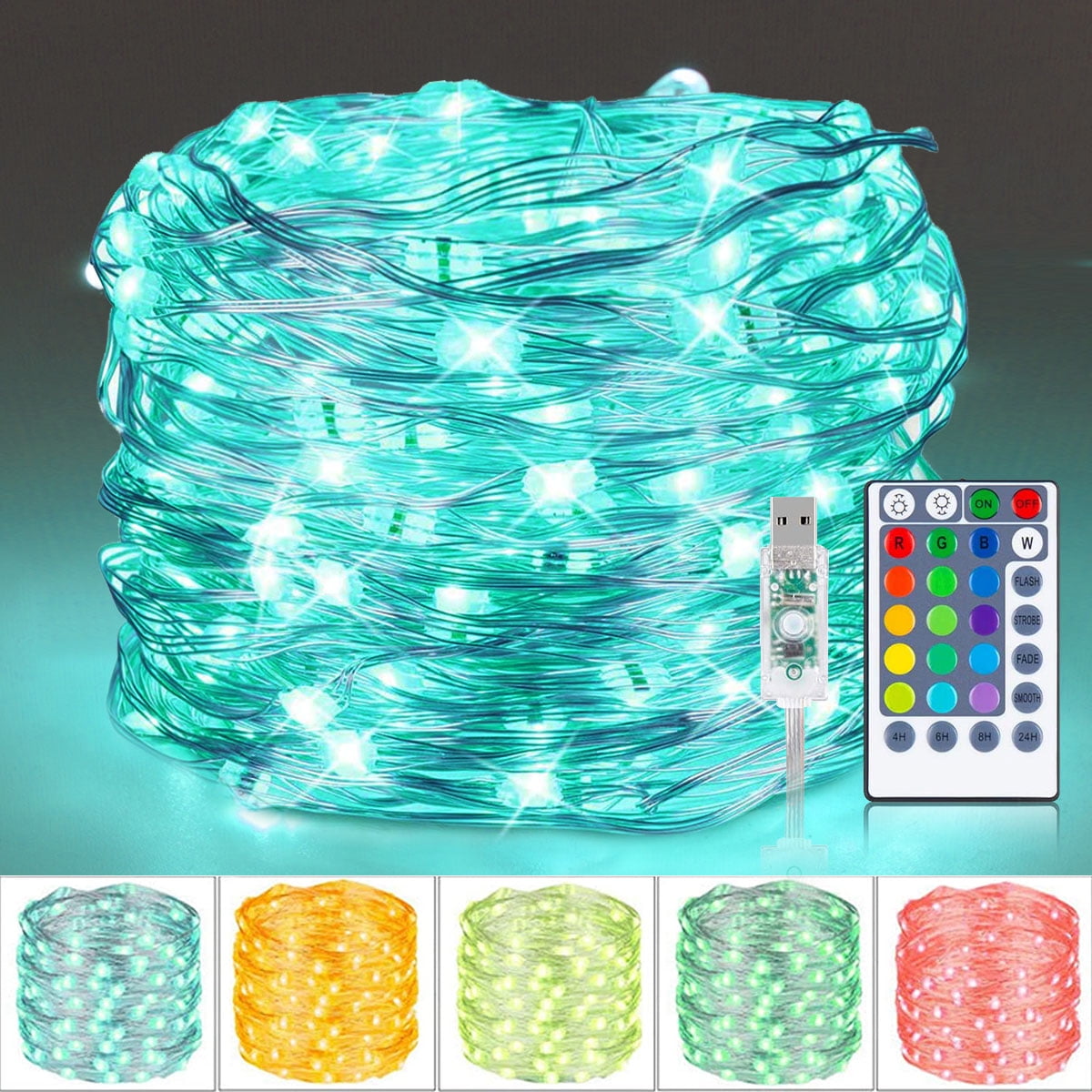 16 Multi Color Changing Fairy Lights USB Powered with Remote Control ...