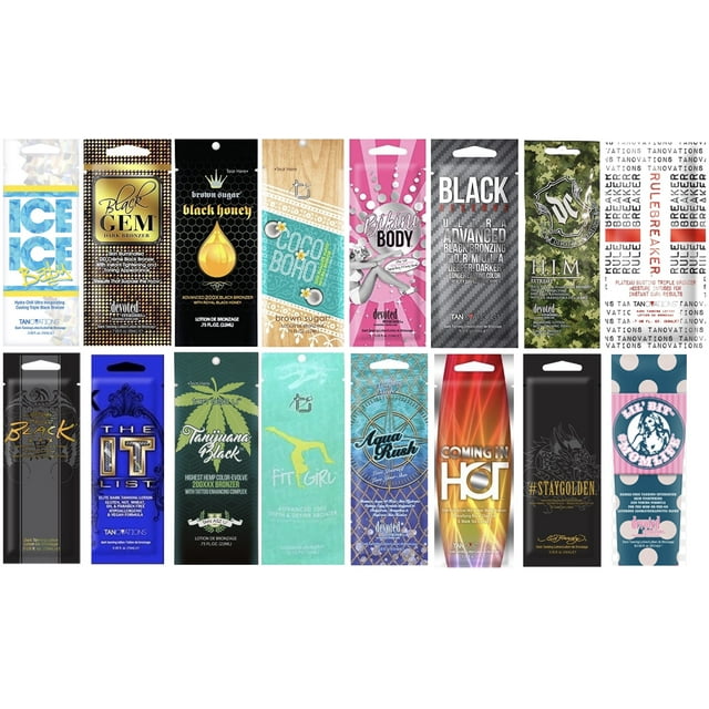 16 NEW Assorted Tanning Lotion Packet Samples Tanovation Devoted ...