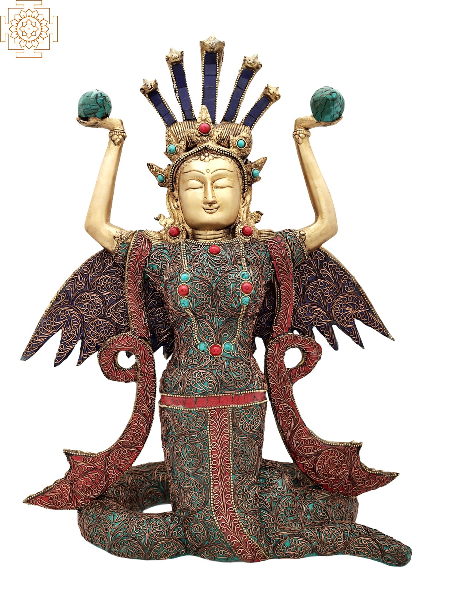 16" Naga Kanya | Snake Woman | Inlay Work | Brass Statue | Handmade ...