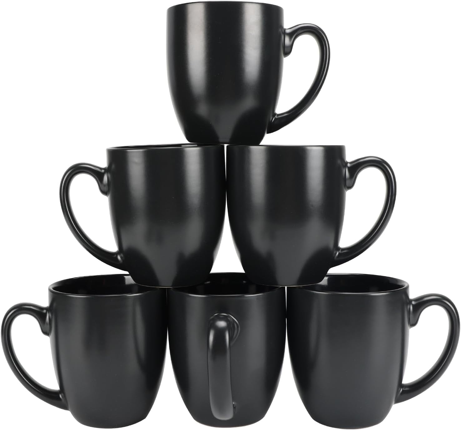 16 Oz Black Porcelain Coffee Mugs, Set of 6 - Walmart.com