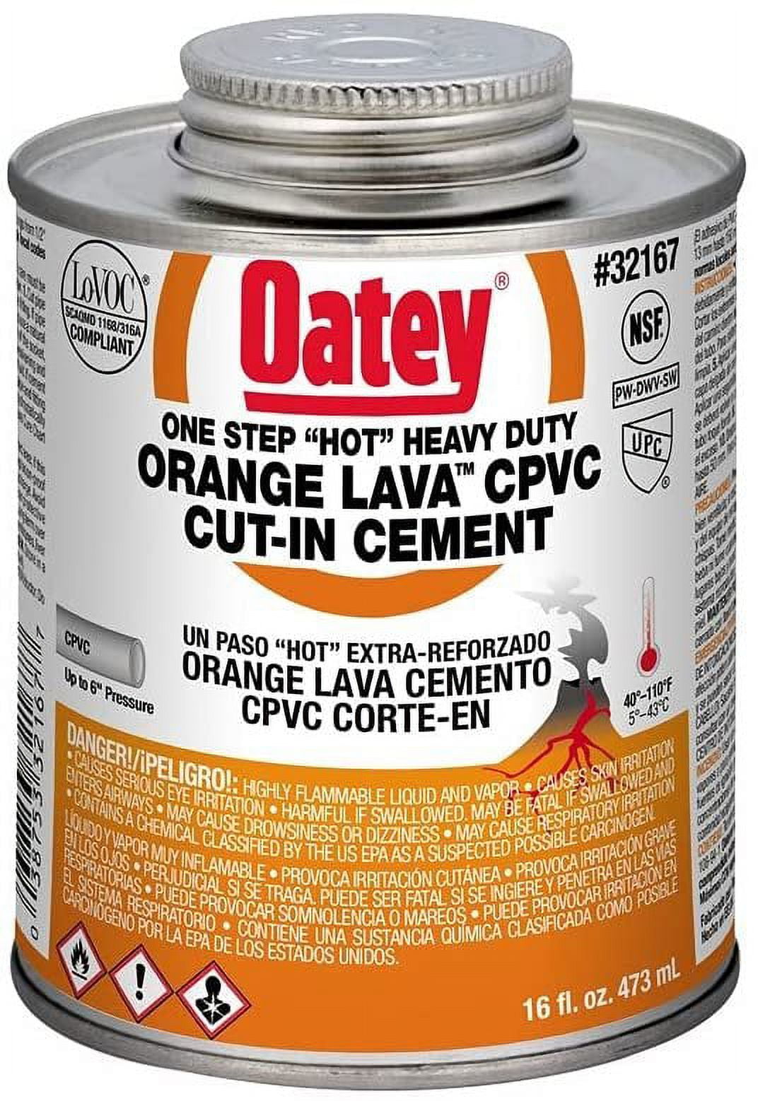 16 OZ CPVC HEAVY DUTY ORANGE LAVA CEMENT - Walmart.com