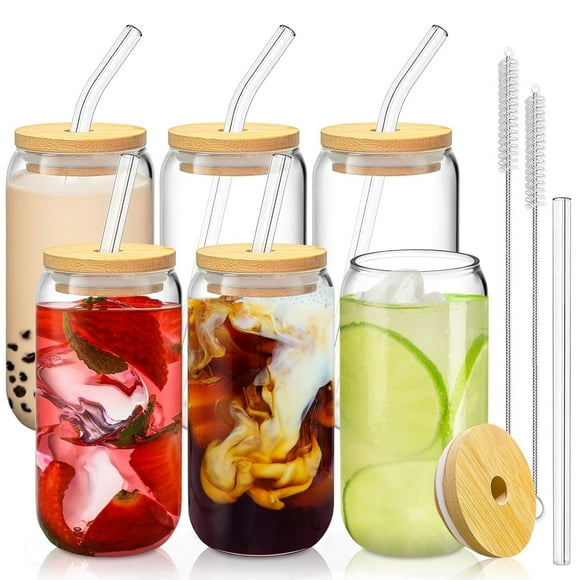 Glass Cups With Bamboo Lids