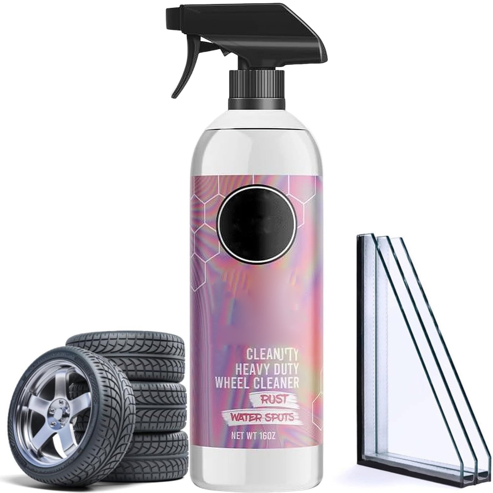 16 OZ Glass Cleaner, wheel cleaner, Heavy-Duty Wheel Cleaner, Water ...