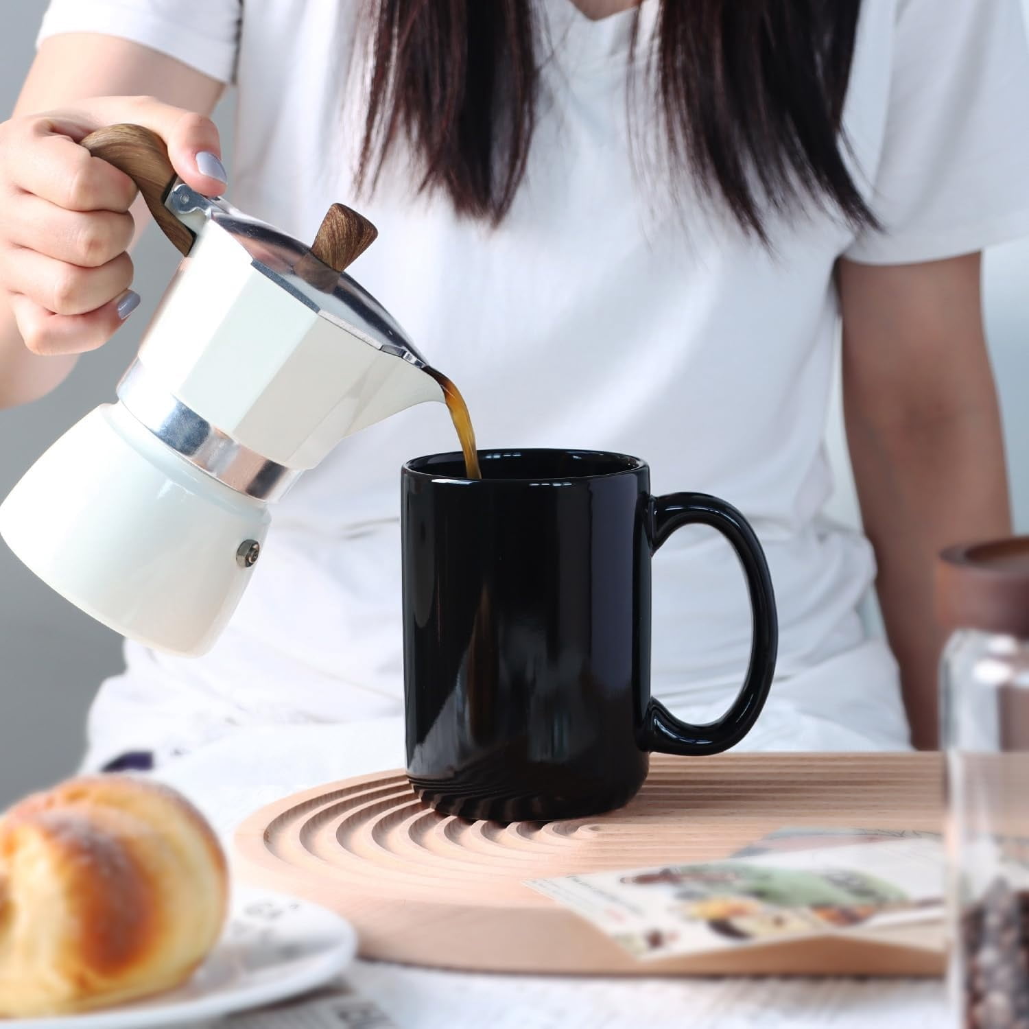 16 OZ Porcelain Coffee Mugs, Classic Blank Ceramic Cup with Large ...