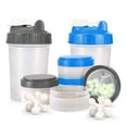 16 OZ Protein Workout Shaker Bottle with Mixer Ball and 2 Close ...