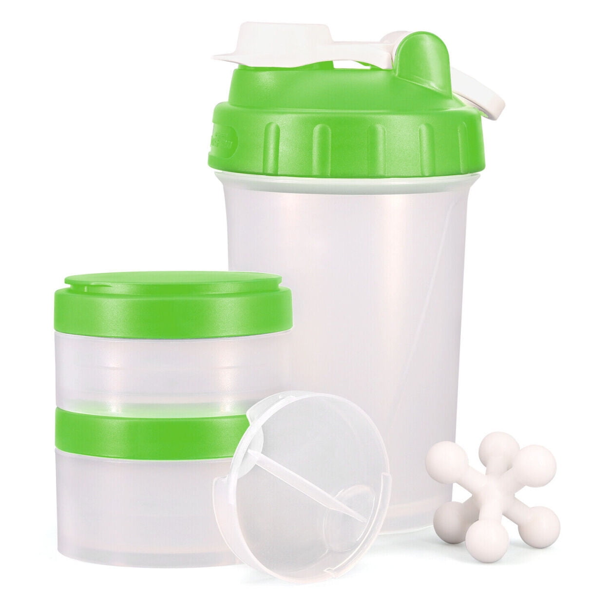 16 OZ Shake Bottle Green Protein Powder Shaker Blender Gym Smoothie Cup ...