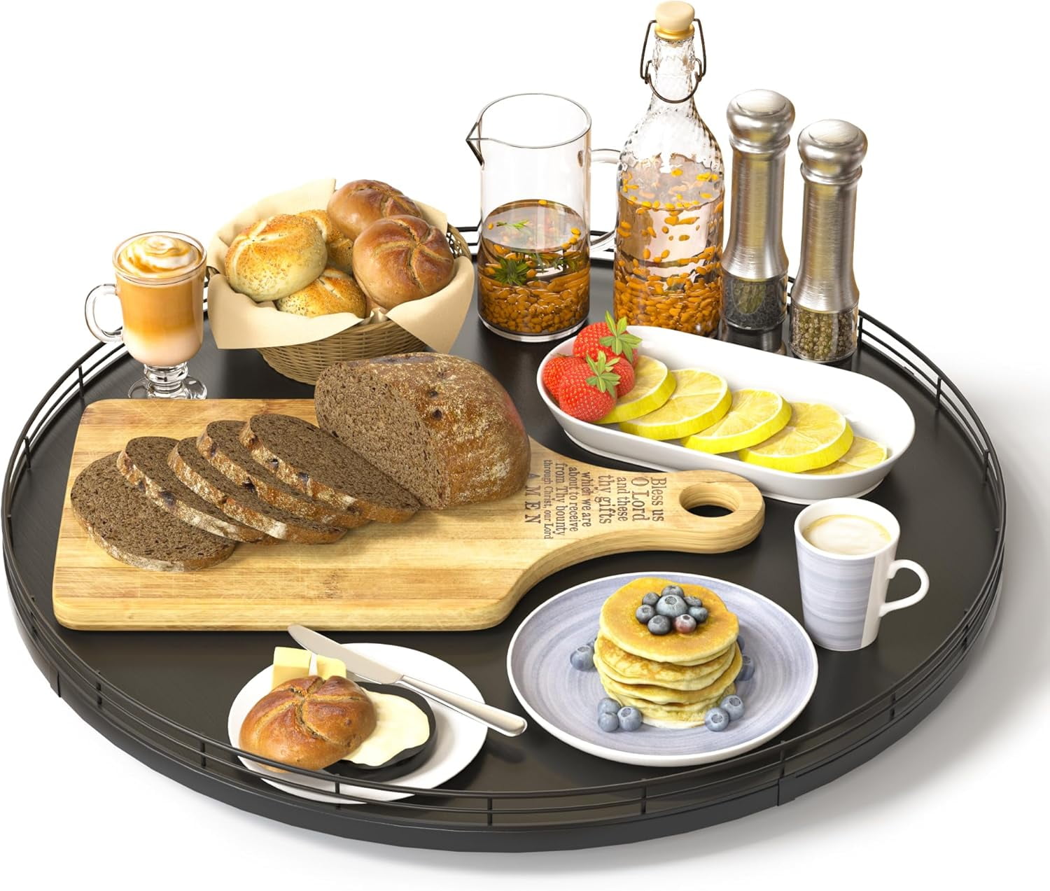 16 Oak Wooden Lazy Susan Turntable For Dining Table Large Round Lazy Susans Organizer For