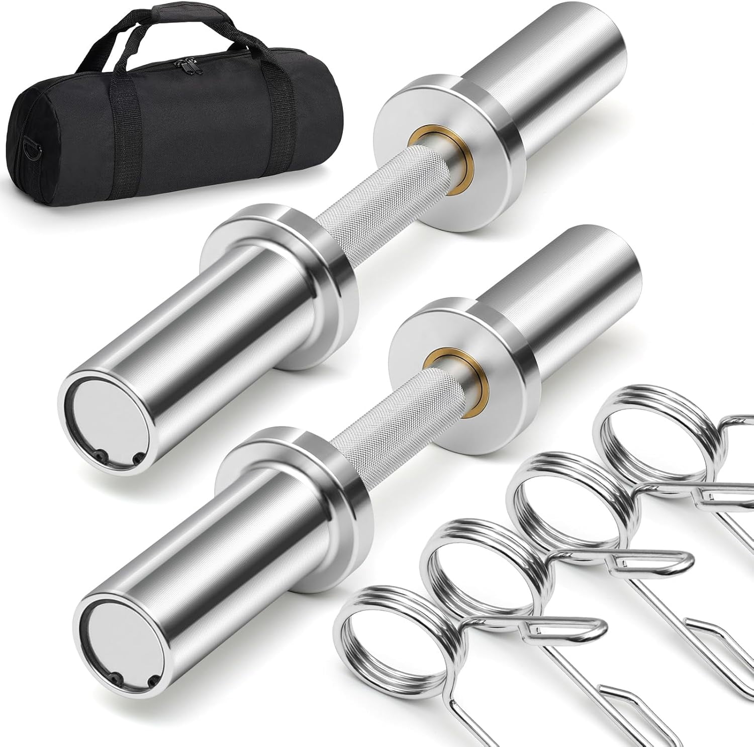 16" Olympic Dumbbell Handles Pair, 360 Rotation Dumbbell Bars for 2 ...