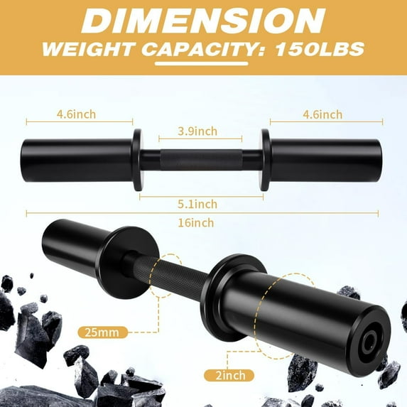 16" Olympic Dumbbell Handles, Pair Loadable Dumbbell Bars for 2-inch ...