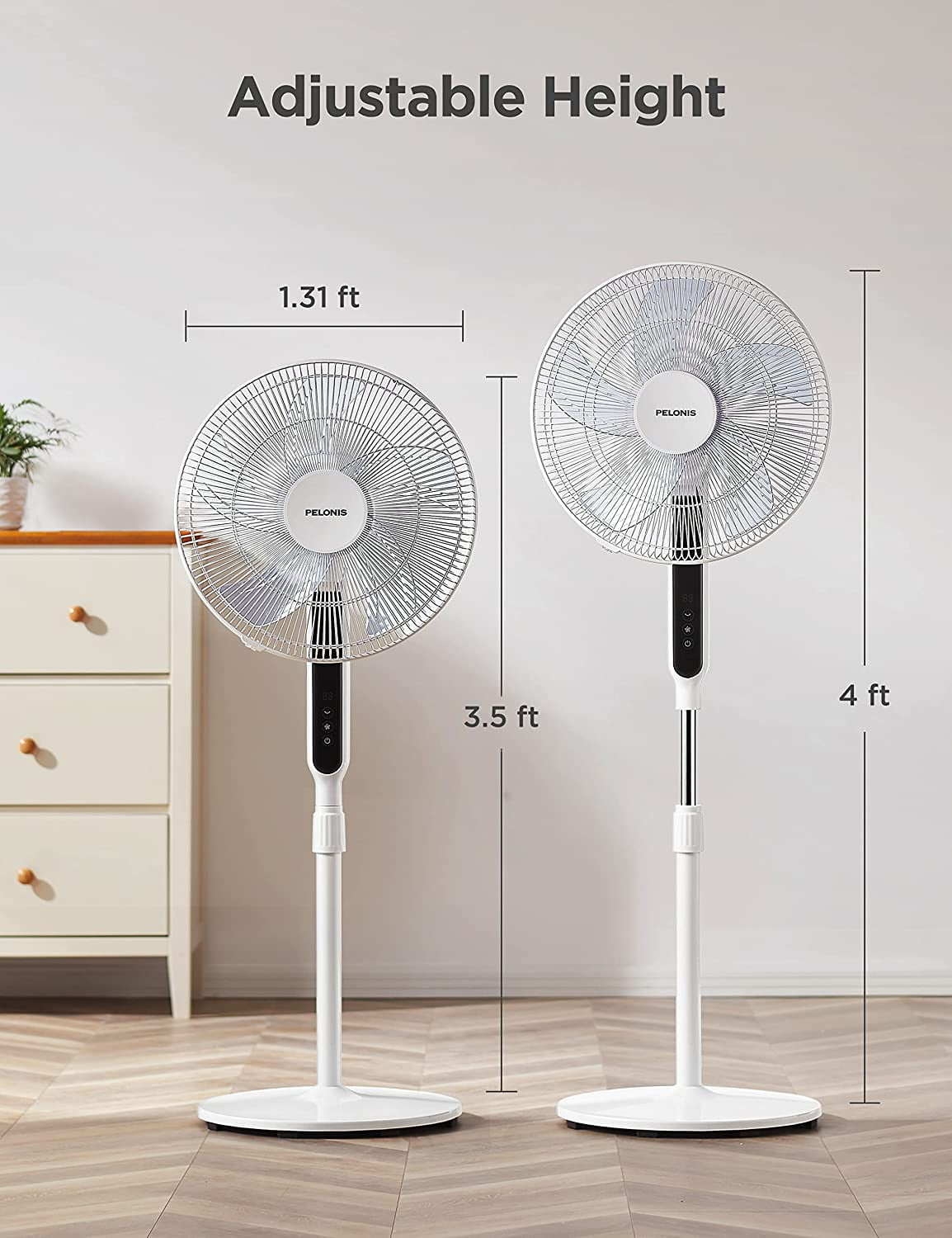 16" Oscillating Pedestal Stand Up Fan | Adjustable Height | Ultra Quiet ...