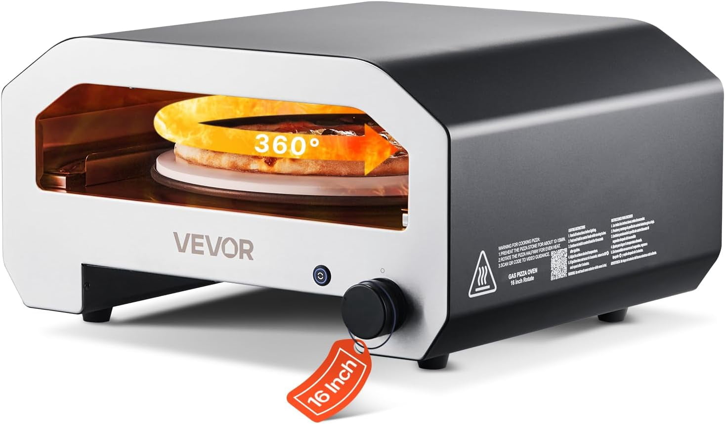 16 in Outdoor Pizza Oven, Auto Rotating Propane Gas Pizza Ovens ...